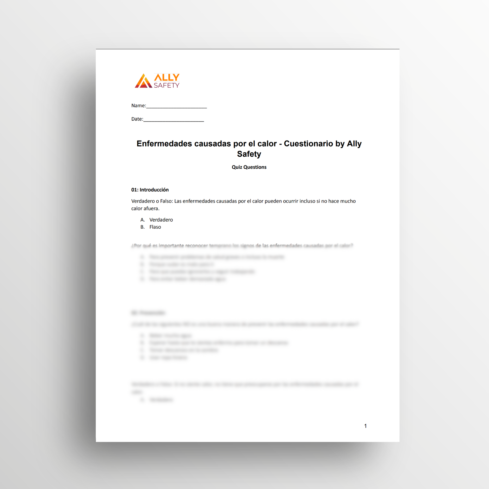 [SPANISH] Heat Illness Prevention | Quiz and Answer Key