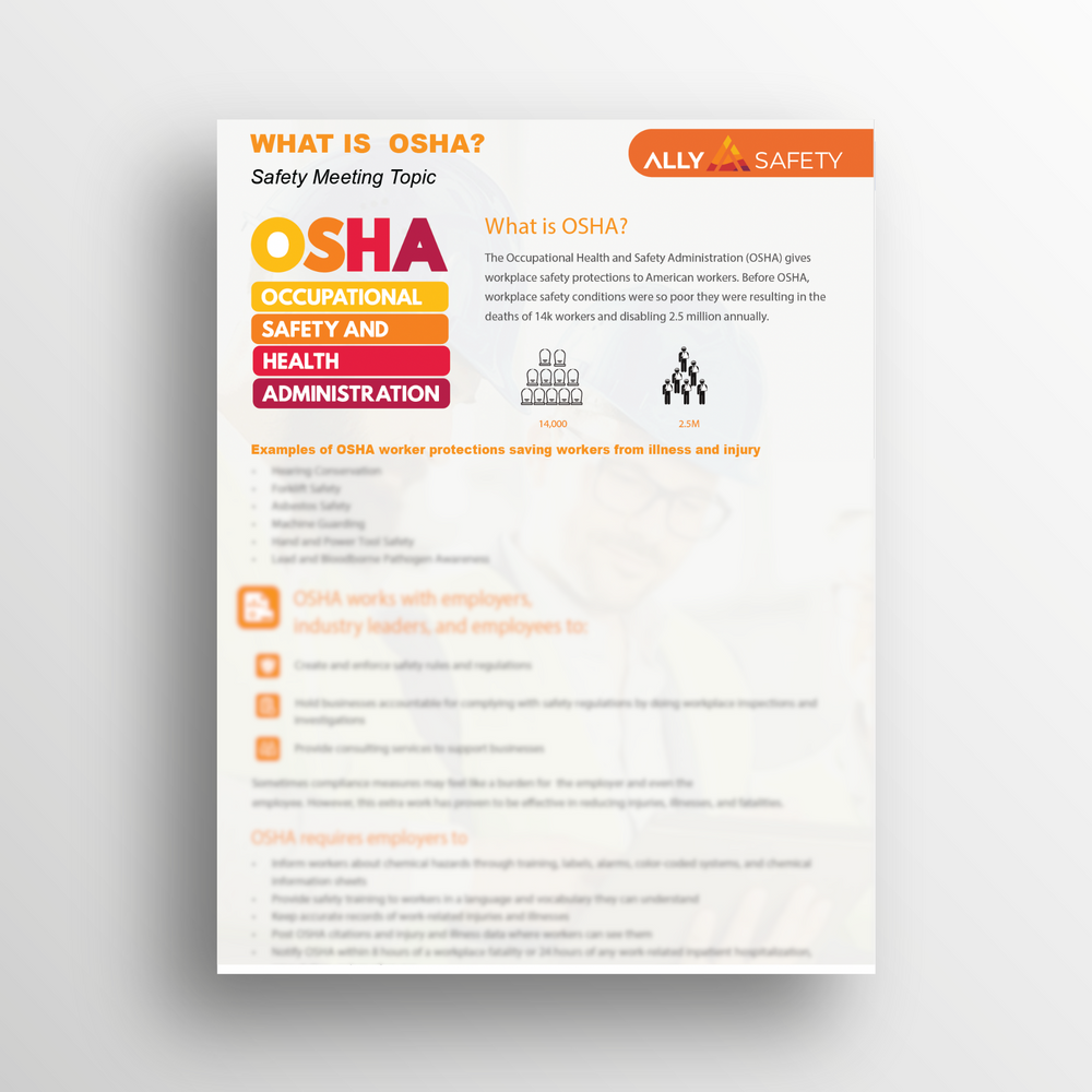 What is OSHA? Toolbox Talk PDF