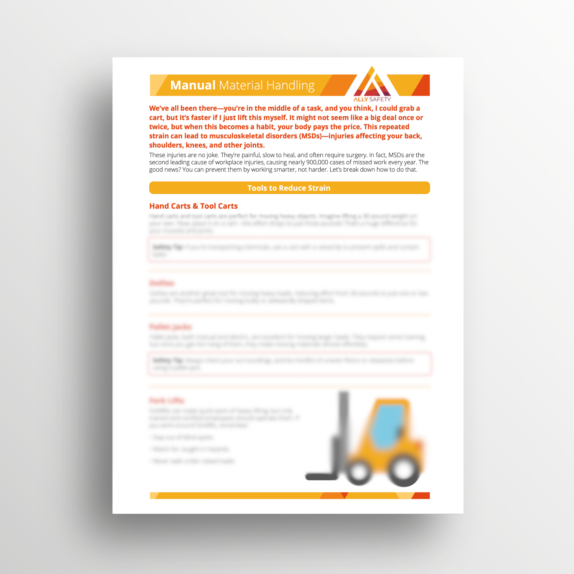 Manual Material Handling One-Page Training