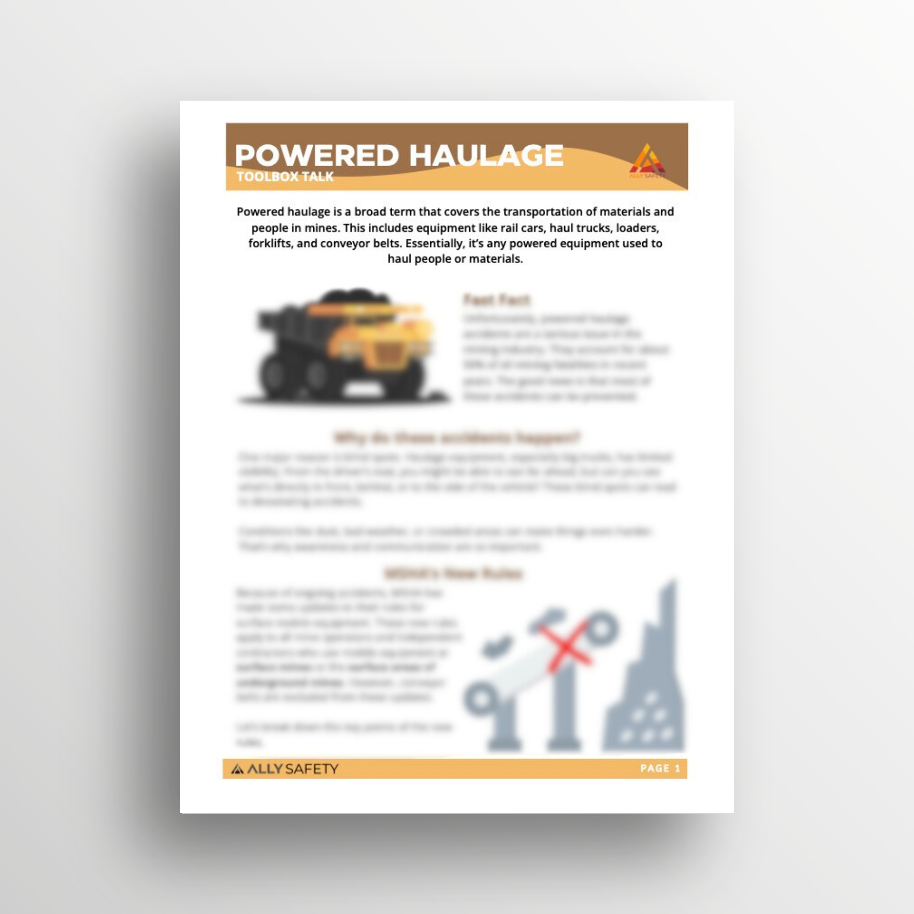 Powered Haulage Toolbox Talk