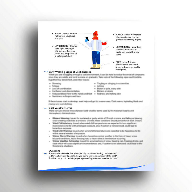 Cold Weather Safety Toolbox Talk Guide