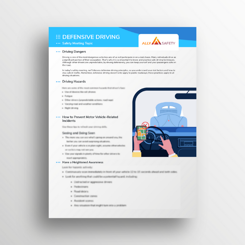 Defensive Driving Toolbox Talk Guide