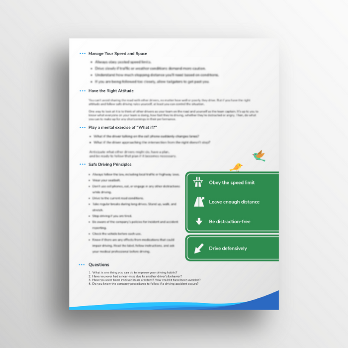 Defensive Driving Toolbox Talk Guide