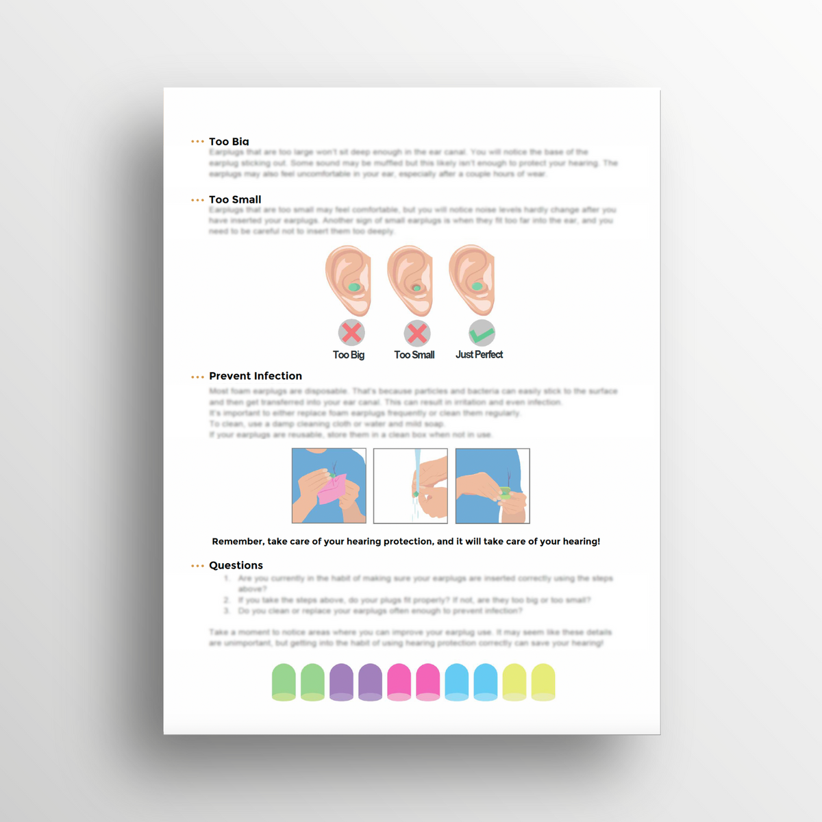 Foam Earplug Use Printable Toolbox Talk - Ally Safety