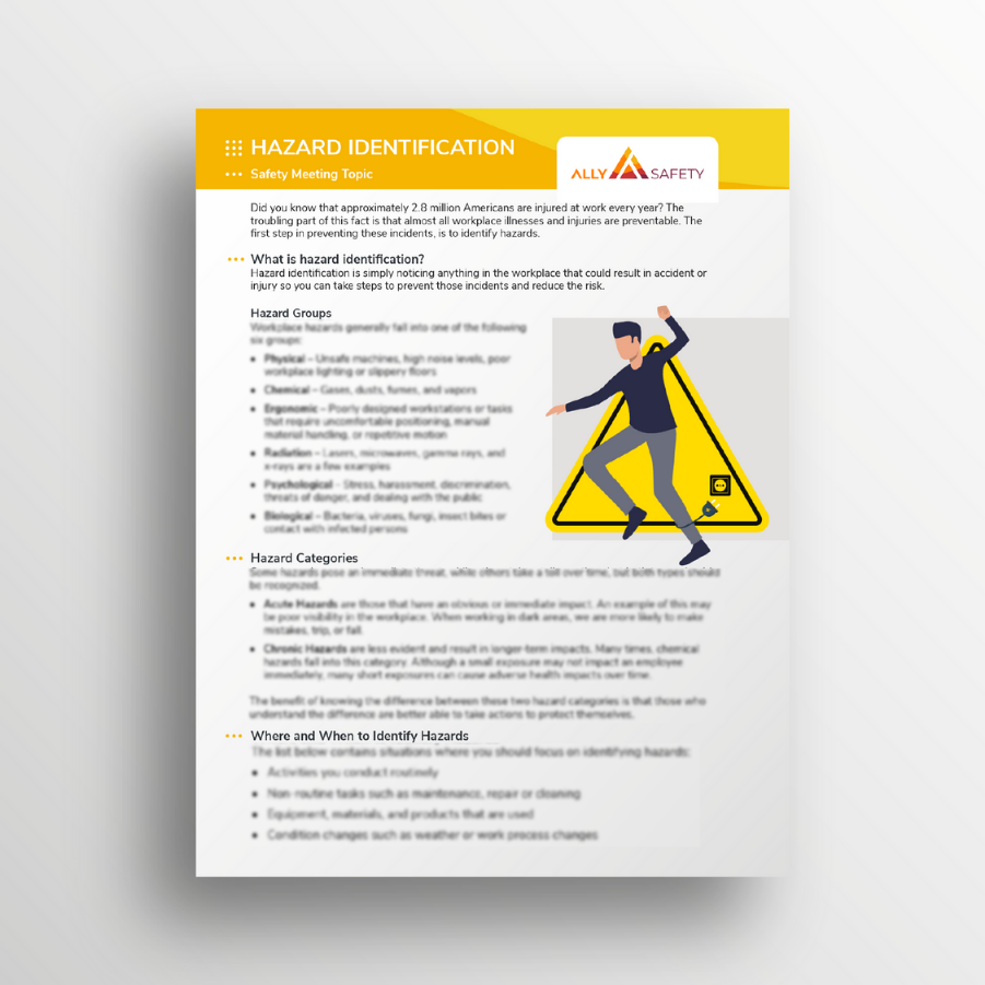 Hazard Identification Toolbox Talk - Ally Safety