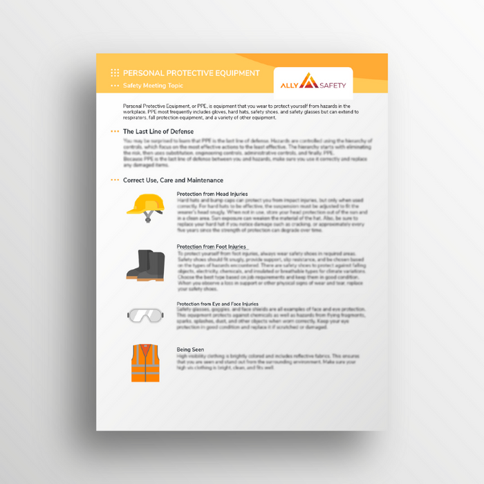 Personal Protective Equipment Toolbox Talk