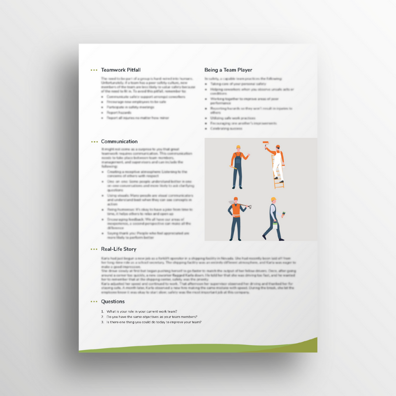 Safety Is a Team Effort: Toolbox Talk