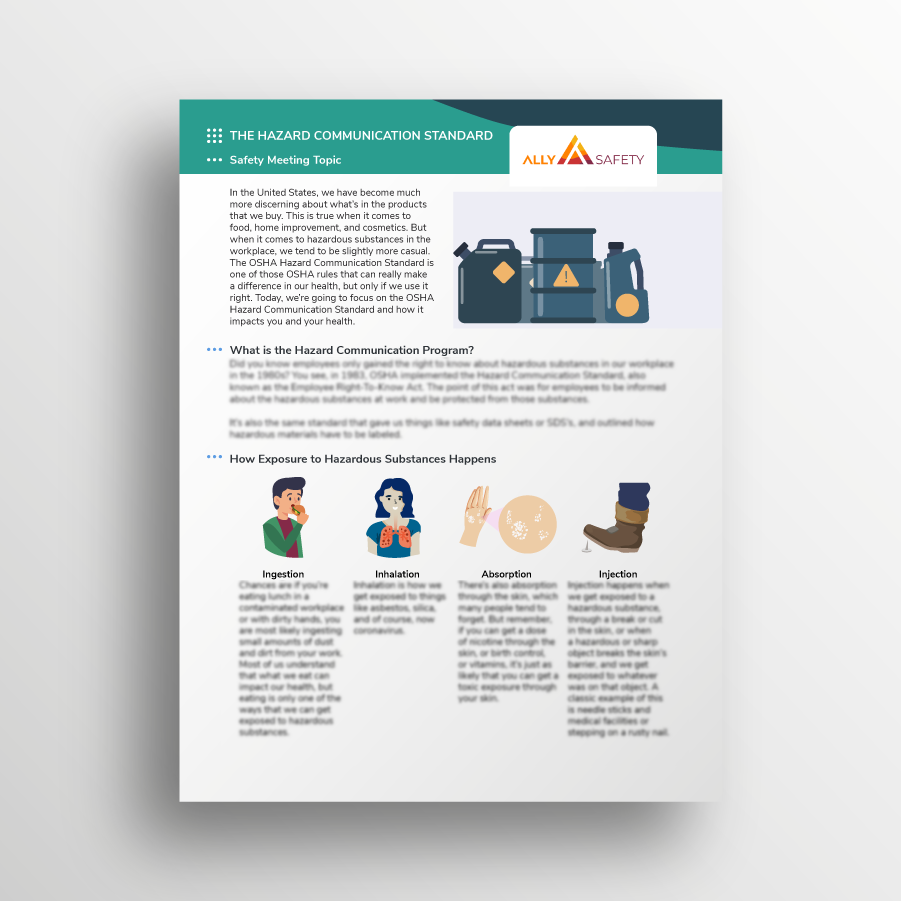 Safety Data Sheet Toolbox Talk