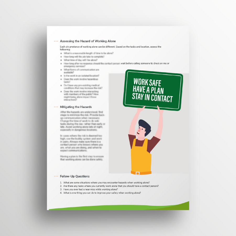 Working Alone Toolbox Talk - Ally Safety